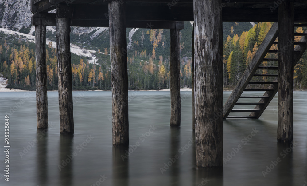 Palafitta sul lago di Braies Stock Photo | Adobe Stock