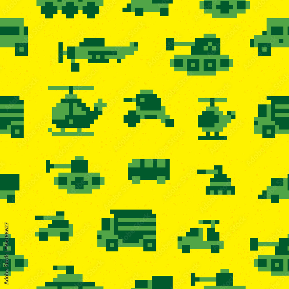 Pixel war seamless pattern Stock Vector | Adobe Stock