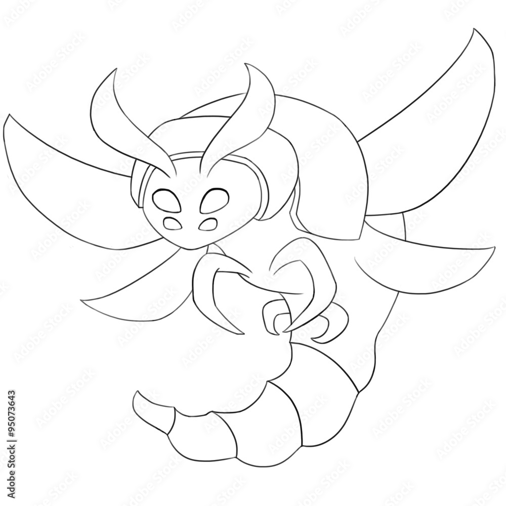 Dragonfly Monster Line Art - Creature Design Stock Illustration | Adobe ...