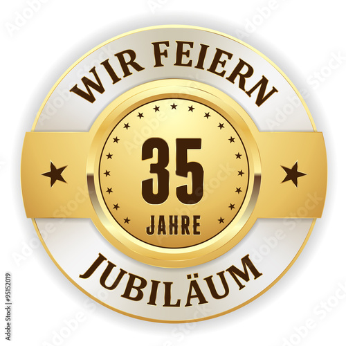 Goldener 35 Jahre Jubiläum Siegel Stock 벡터 | Adobe Stock