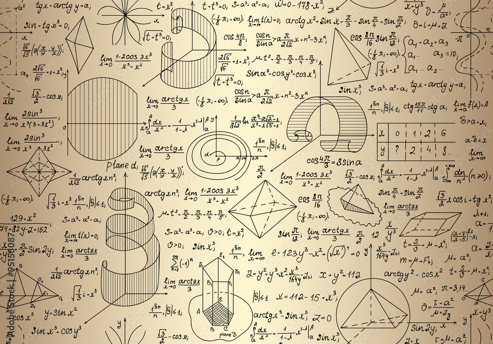 Math endless texture with mathematical formulas and calculations ...