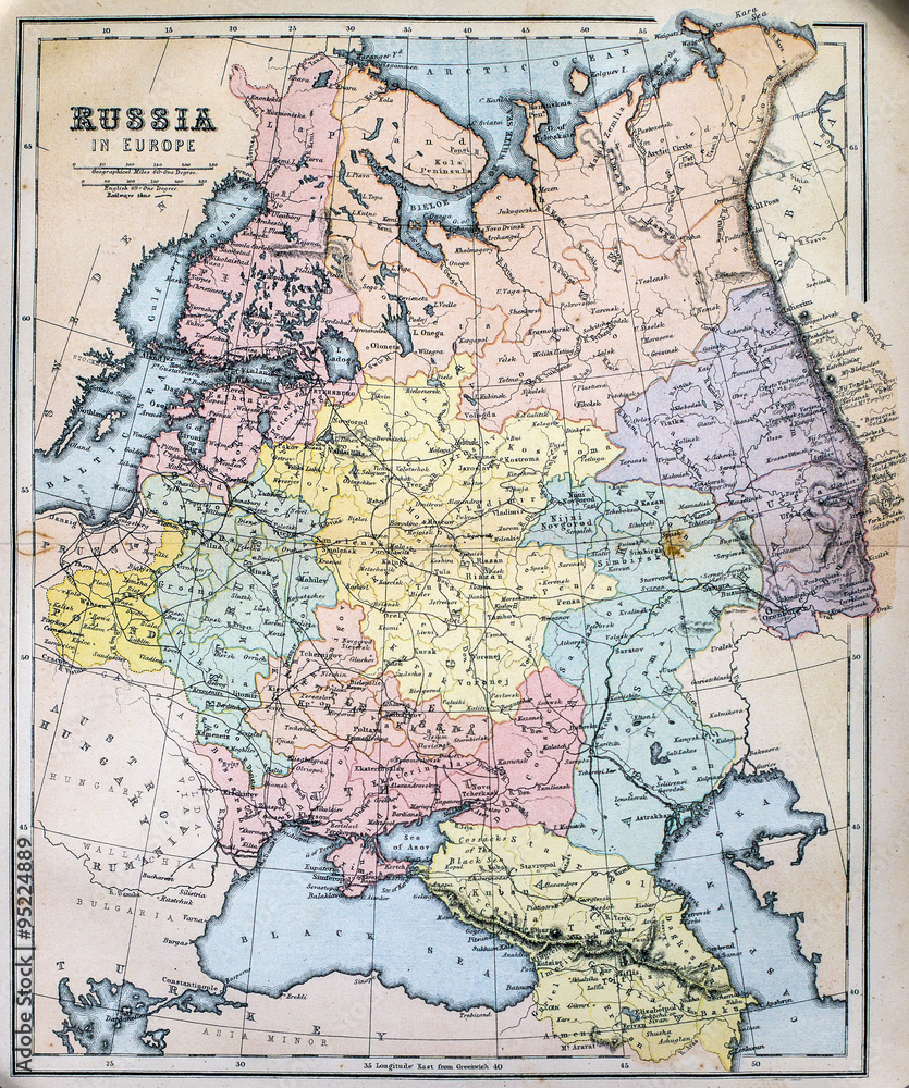 Map of 19th Century Russia Stock Photo | Adobe Stock