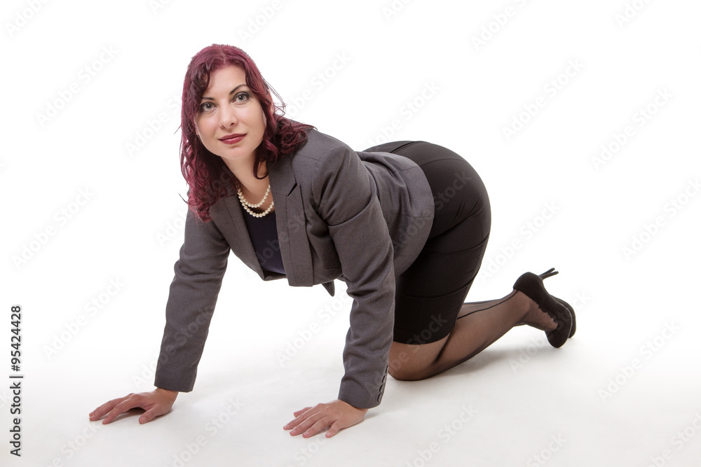 business woman crawling along the floor Stock Photo | Adobe Stock