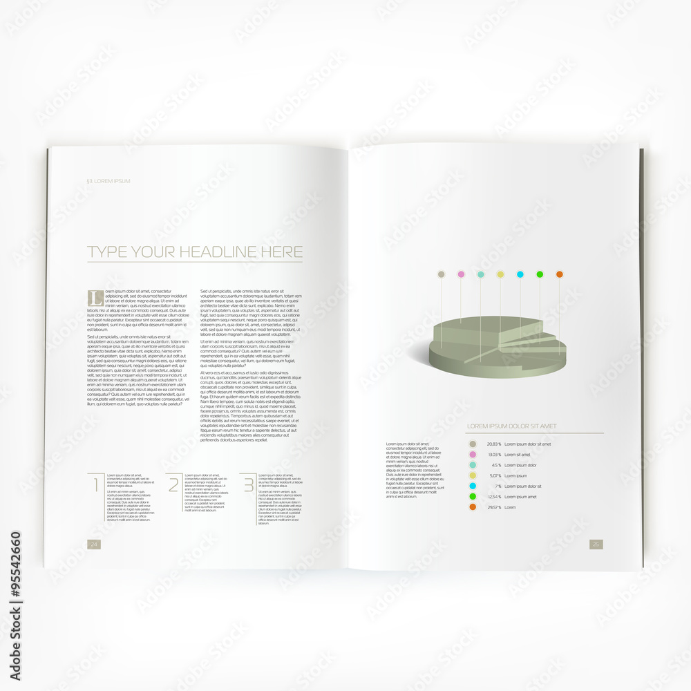 Magazine double-page spread with text and chart Stock Vector | Adobe Stock