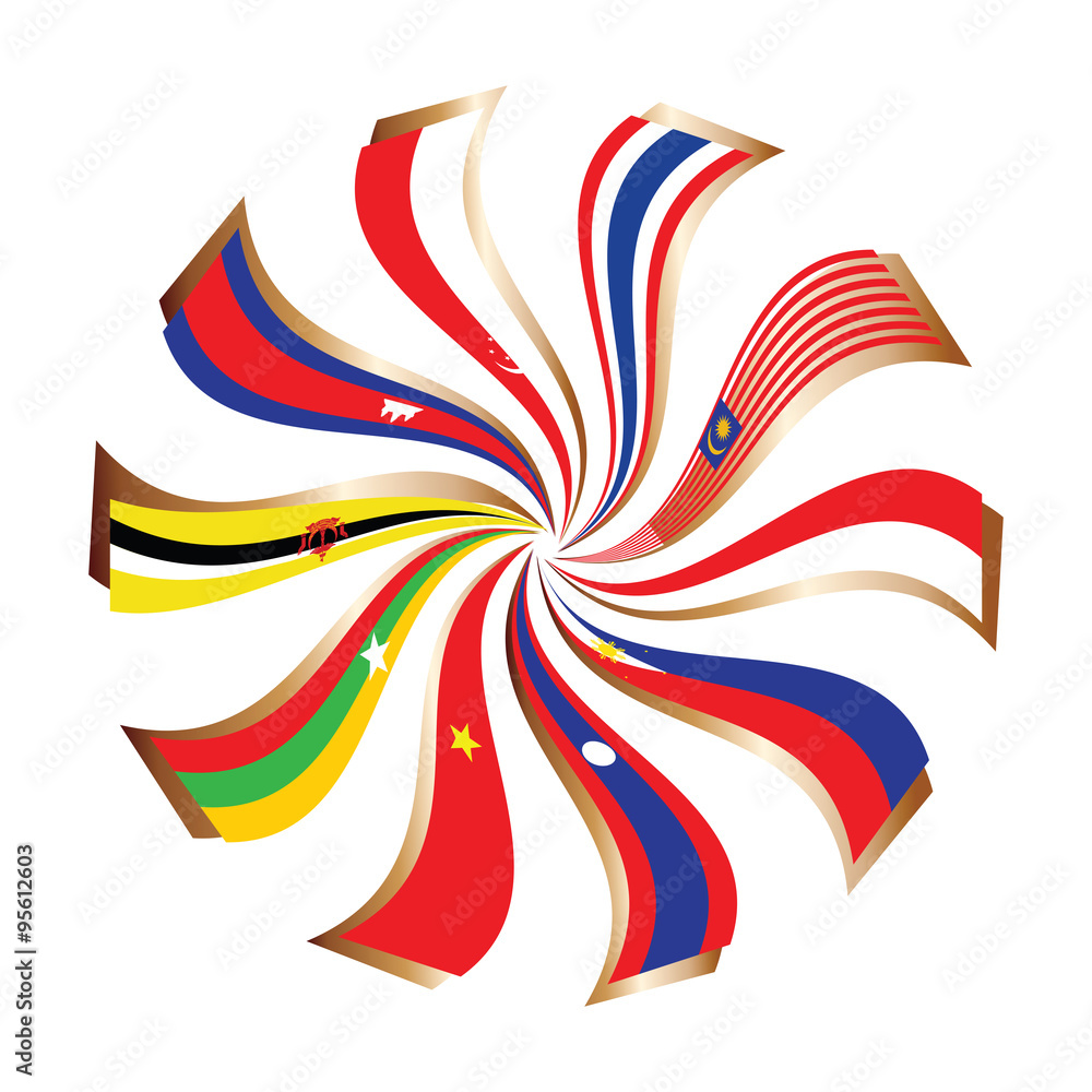 AEC or ASEAN or south east asian design element flag illustration. easy ...