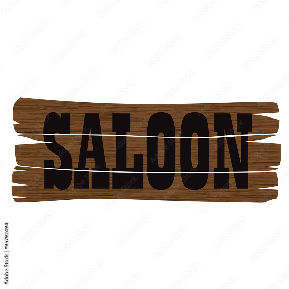 vector illustration of wild west saloon sign on stylized wood texture ...