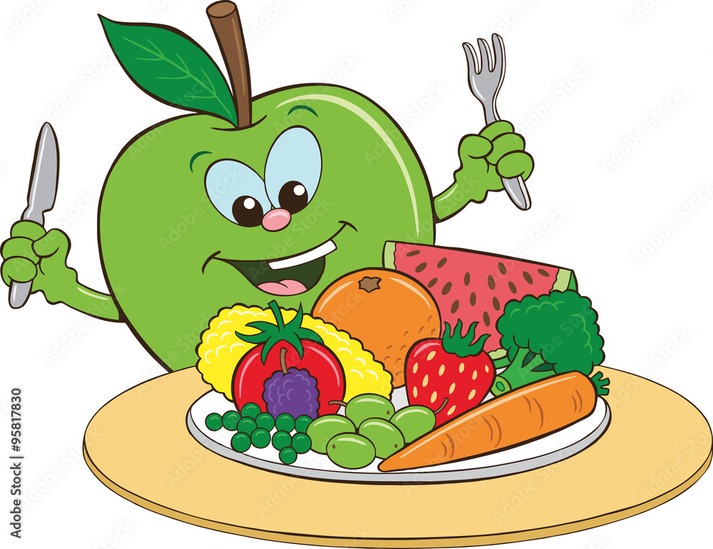Healthy Eating cartoon Stock Vector | Adobe Stock