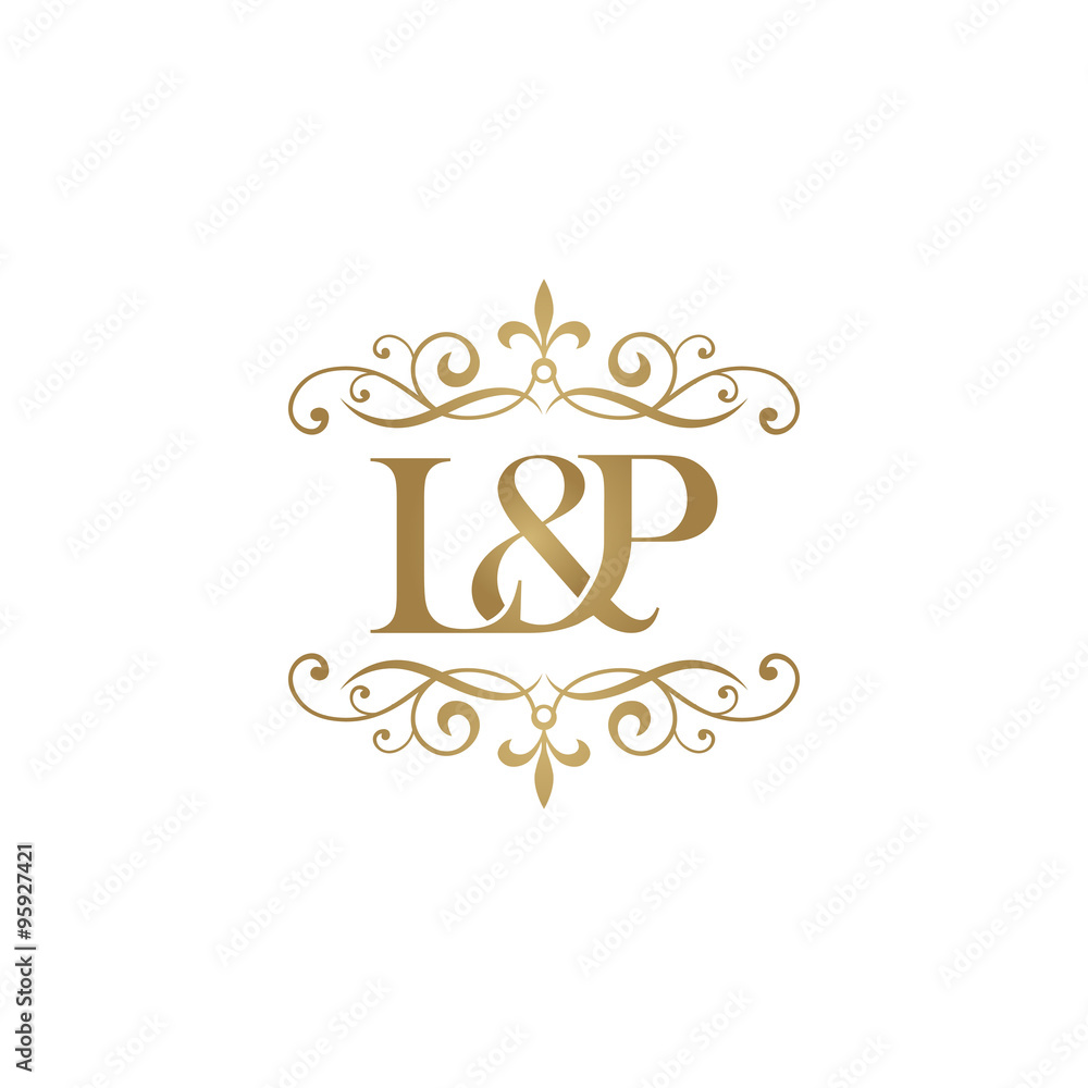Vector de Stock L&P Initial logo. Ornament ampersand monogram golden ...