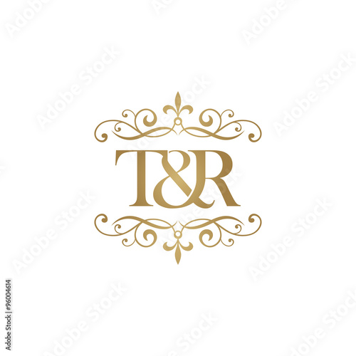 T&R Initial logo. Ornament ampersand monogram golden logo Stock Vector ...