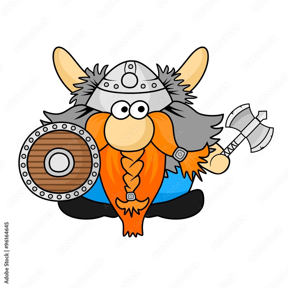 Funny Viking Cartoon Illustration Stock Vector | Adobe Stock