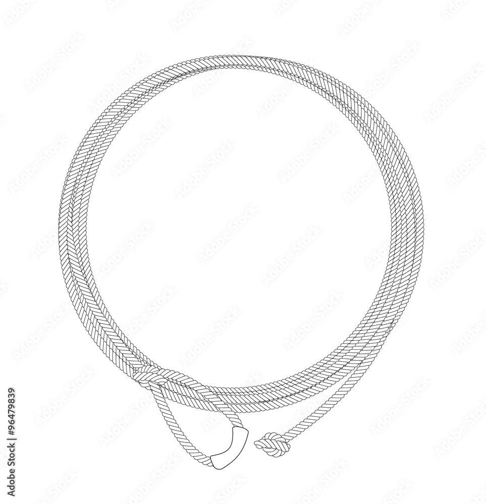Wild west lasso rope circle frame. Line art Stock Vector | Adobe Stock
