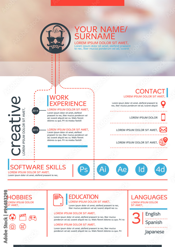 Vector resume template. CV, Brochure layout,magazine Stock Vector ...
