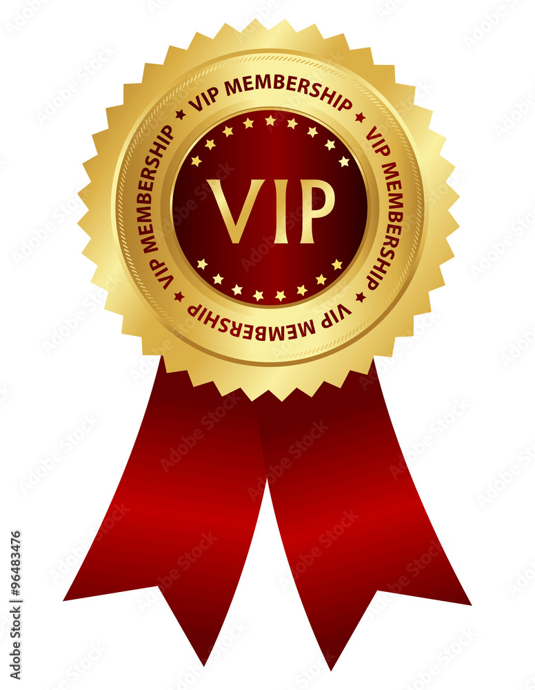 Stock-Vektorgrafik „VIP membership award ribbon rosette“ | Adobe Stock