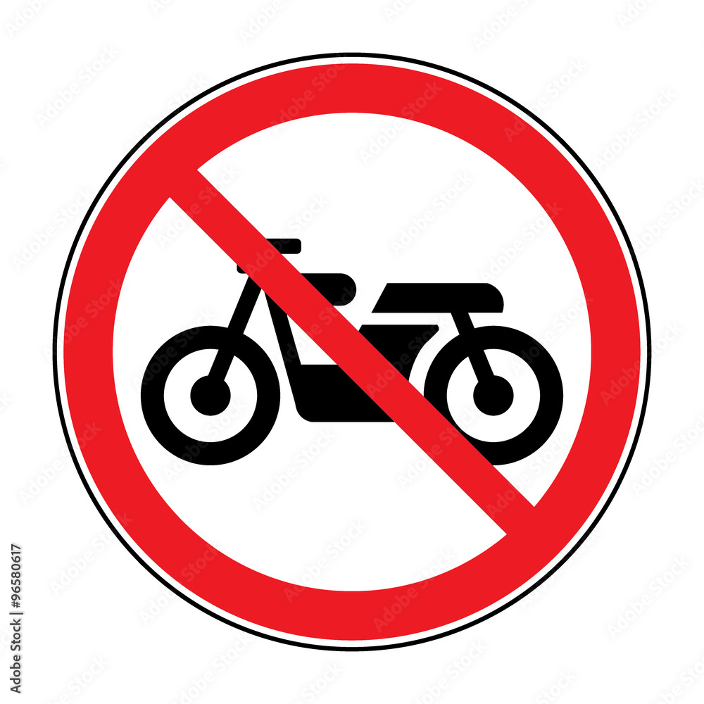 Motorcycle prohibition sign. No motorcycle or no parking icon in the ...
