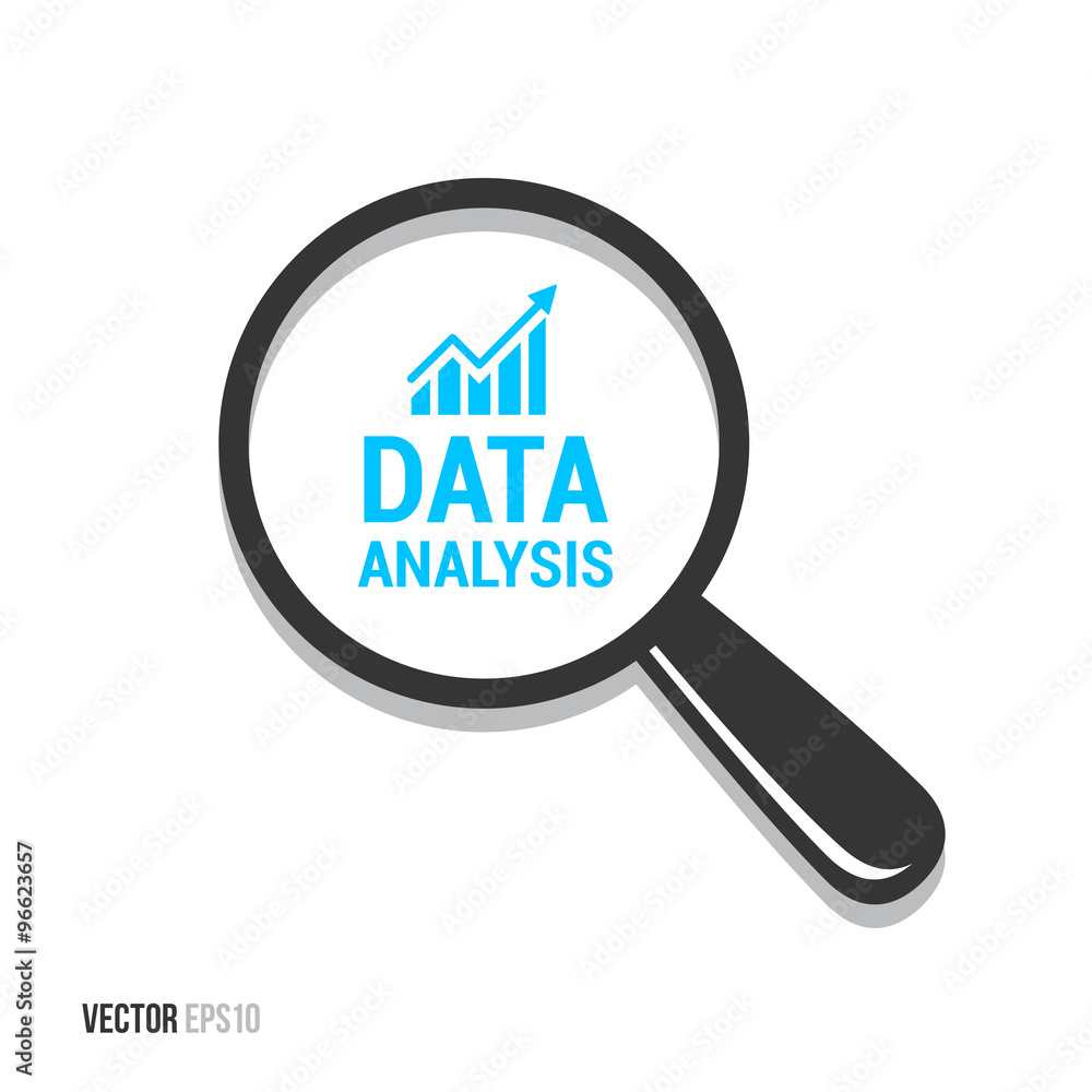 Data Analysis Magnifying Glass Stock Vector | Adobe Stock