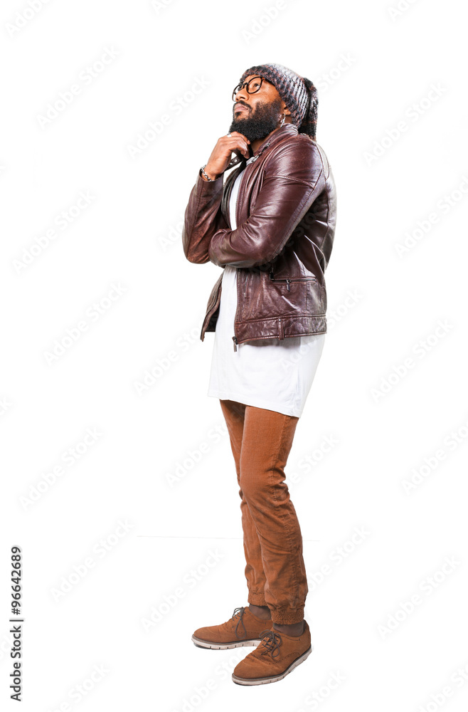 black man thinking full body Stock Photo | Adobe Stock
