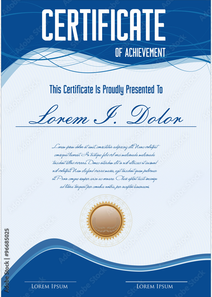 Blue certificate or diploma template Stock Vector | Adobe Stock