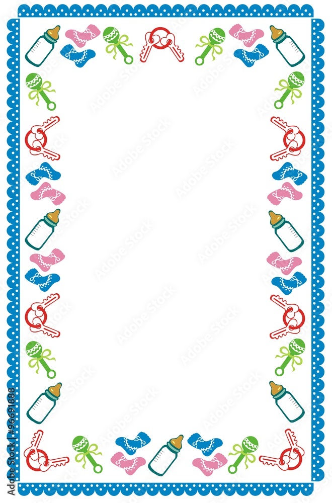 Border for birth announcement, or baby shower Stock Vector | Adobe Stock