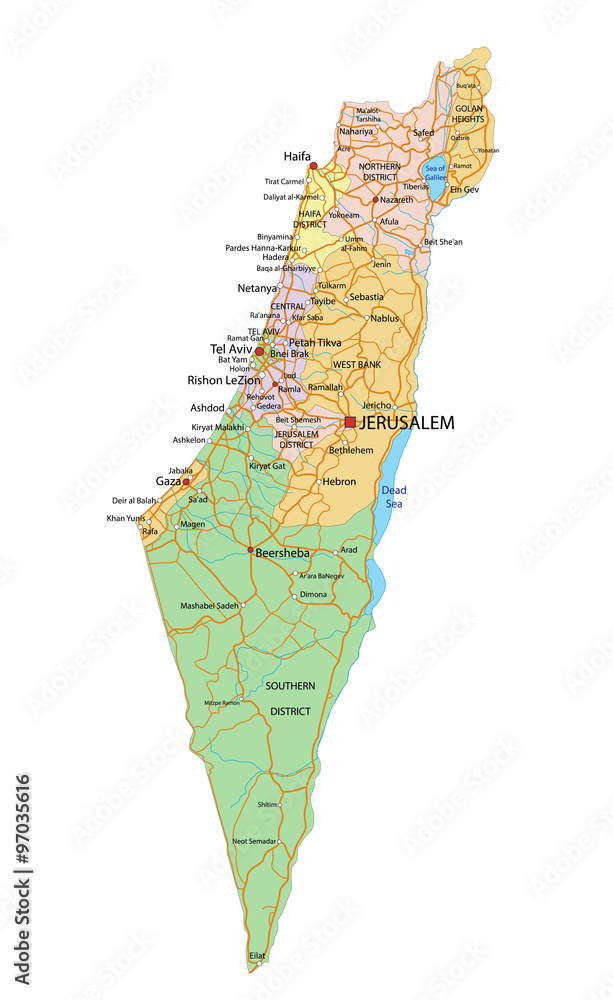Israel - Highly detailed, editable political map with labeling. Stock ...