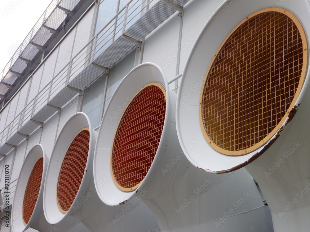 big ventilation tubes of aquario Genova Stock Photo | Adobe Stock