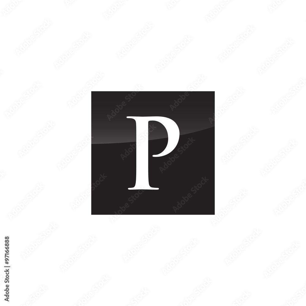 Simple initial Logo Black and White Square P Stock Vector | Adobe Stock