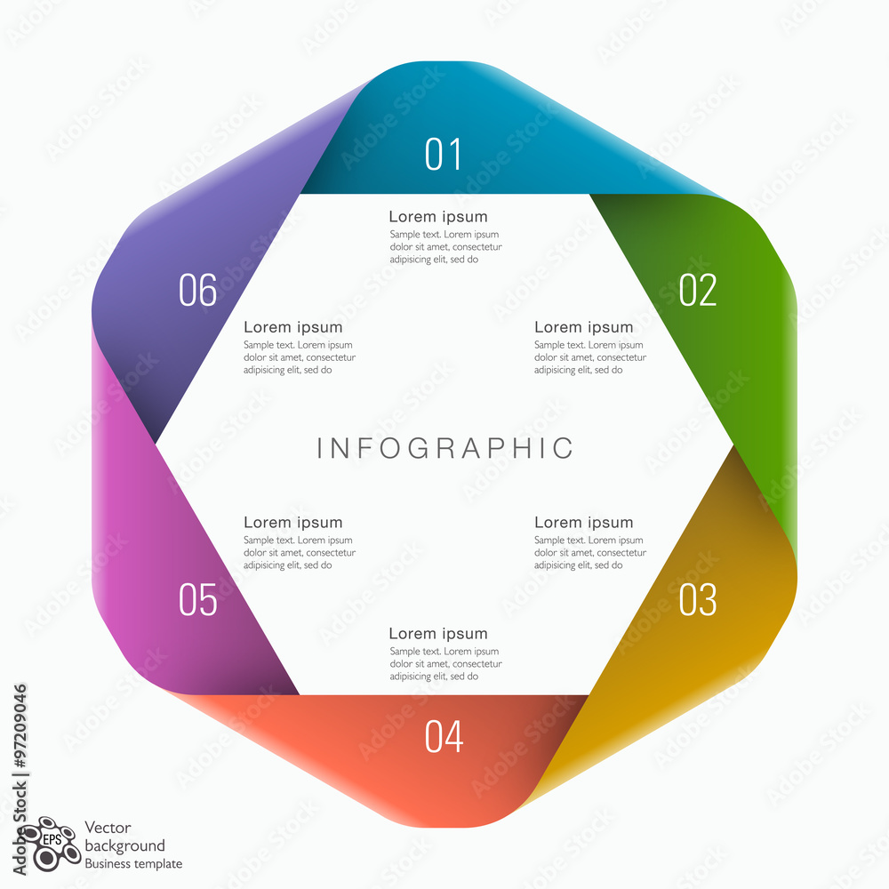 Infographic Vector Background 6-Step Process Stock Vector | Adobe Stock