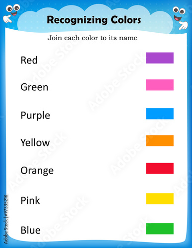 Recognizing colors worksheet Stock Vector | Adobe Stock