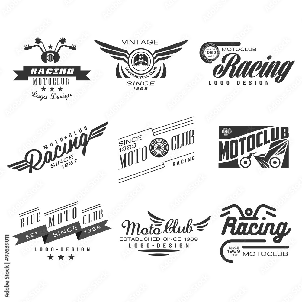 Vintage Motorcycle Labels, Badges, Text and Design Elements Stock ...