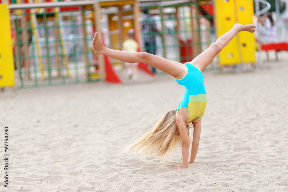 portrait of little girl outdoors in summer Stock Photo | Adobe Stock