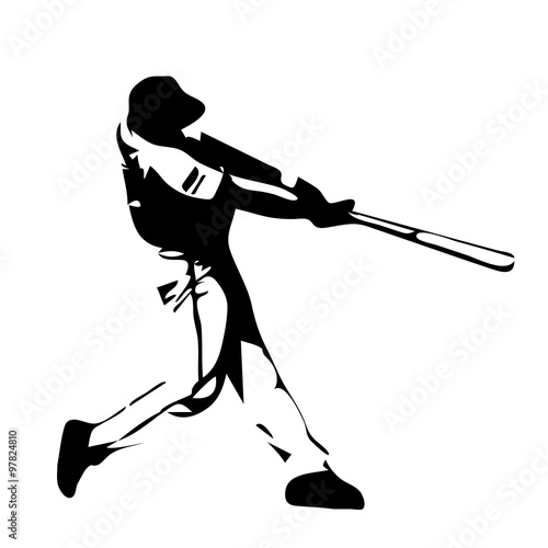 Baseball player swinging bat. Vector silhouette Stock Vector | Adobe Stock
