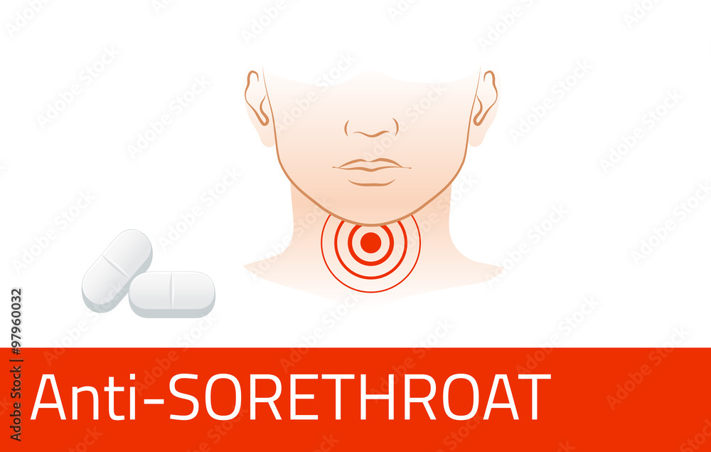 Sore throat relief medicine. Medication packing design template. Stock ...