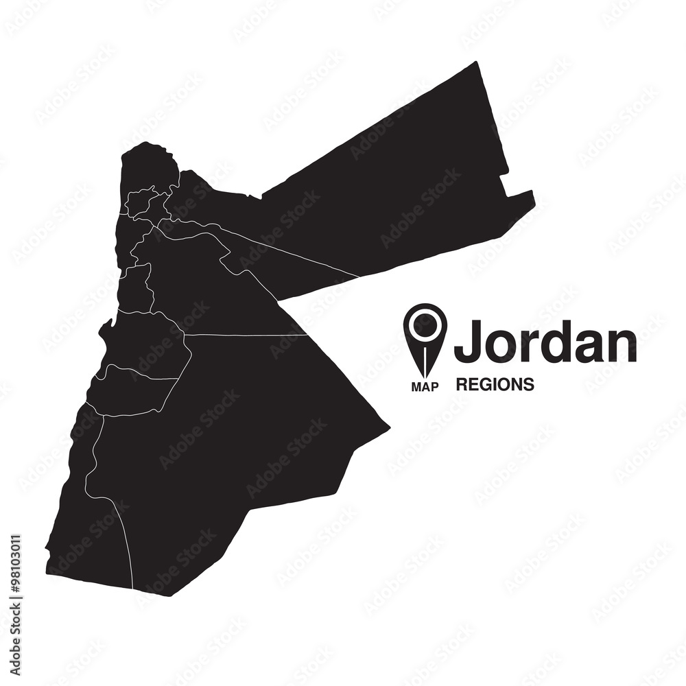 Regions map of Jordan Stock Vector | Adobe Stock