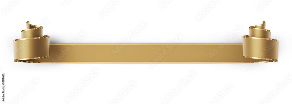 Curled golden silk ribbon with gold strips Stock Illustration | Adobe Stock