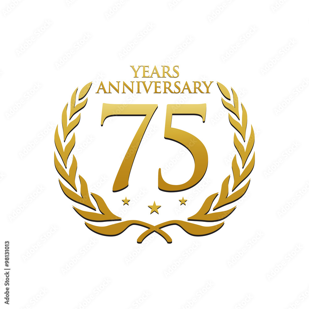 Simple Wreath Anniversary Gold Logo 75 Stock Vector | Adobe Stock