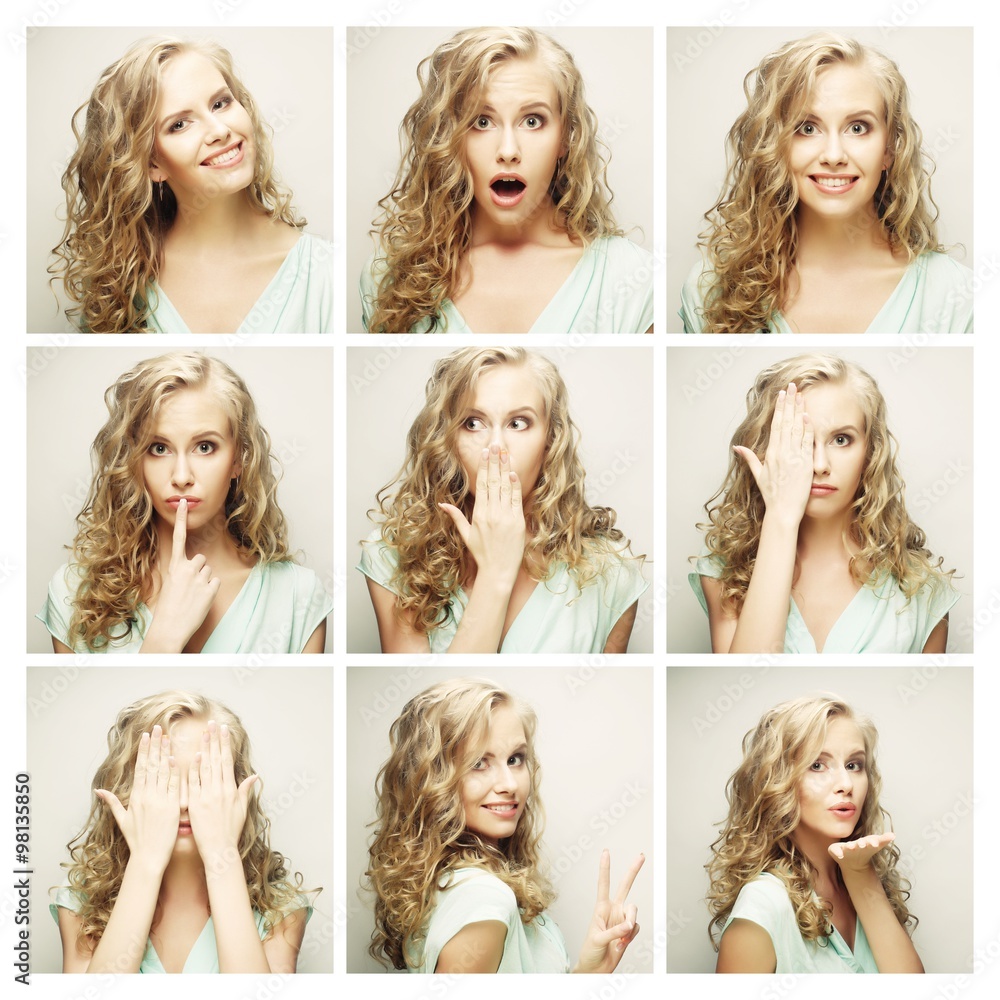 woman different facial expressions Stock Photo | Adobe Stock