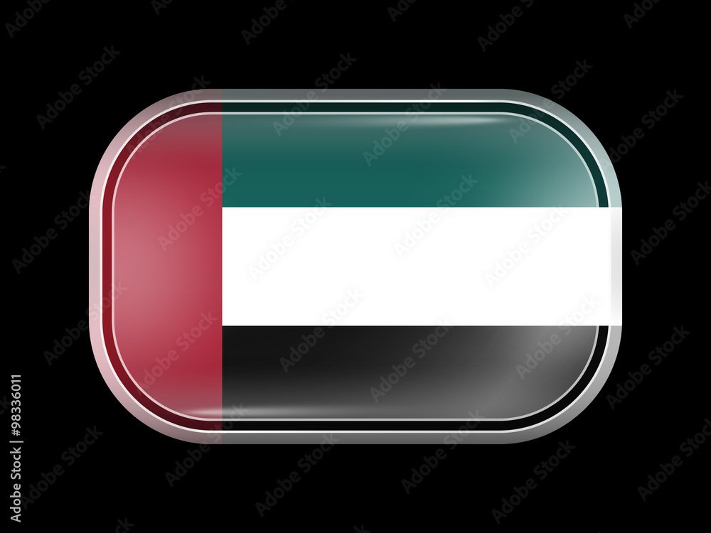 Flag of United Arab Emirates. Rectangular Shape with Rounded Cor Stock ...
