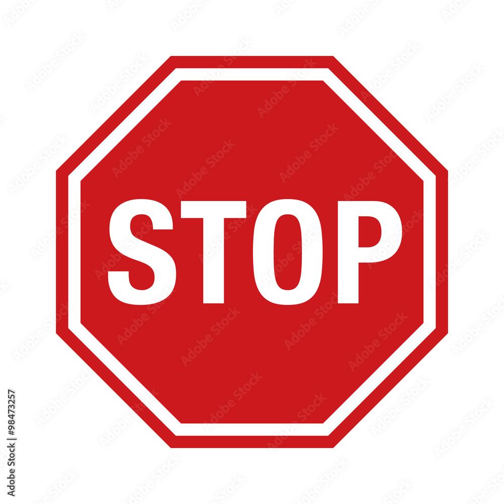 Red stop sign icon with text flat icon for apps and websites Stock ...
