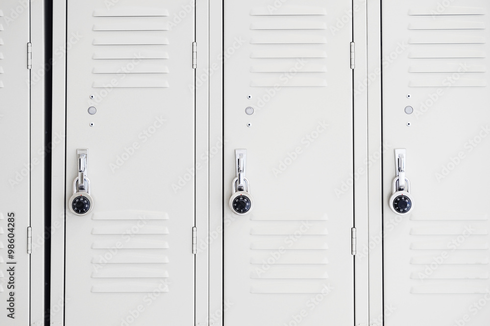 white lockers in gym Stock Photo | Adobe Stock