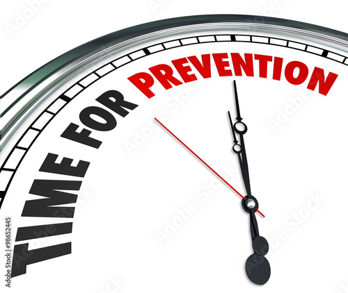 Time for Prevention Words Clock Safety Precaution Procedure Stock ...