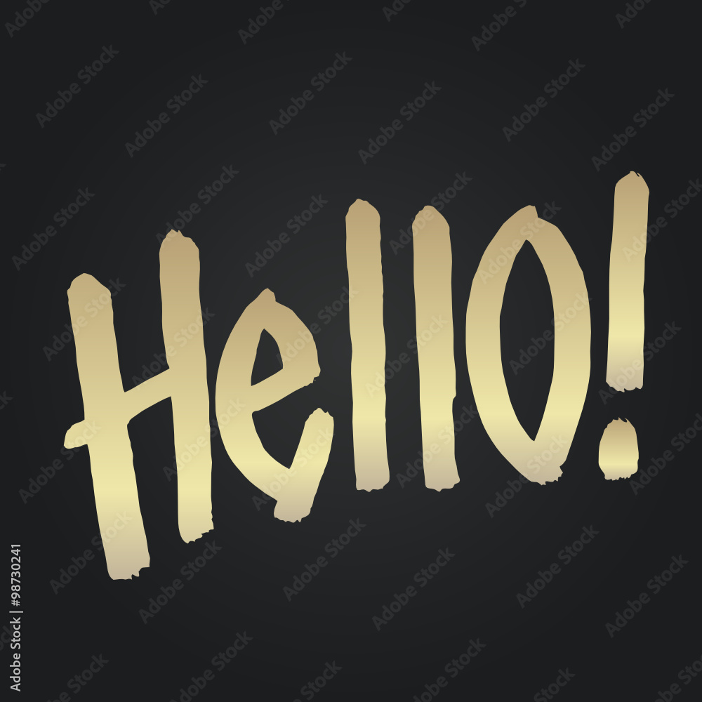 Hello. English greeting. Golden Vector text. Modern Calligraphy. Stock ...