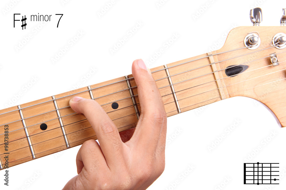 F sharp minor seventh guitar chord tutorial Stock Photo | Adobe Stock