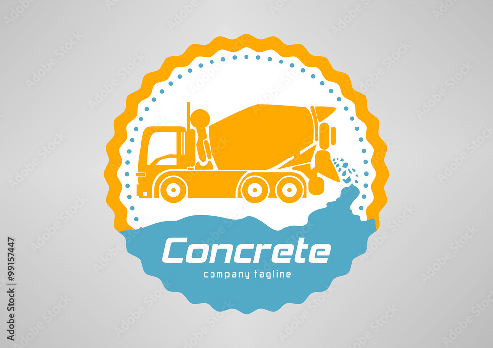 Concrete Truck Logo Flat vector Stock Vector | Adobe Stock