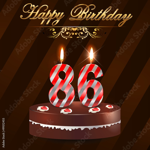 86 year Happy Birthday Card with cake and candles, 86th birthday ...