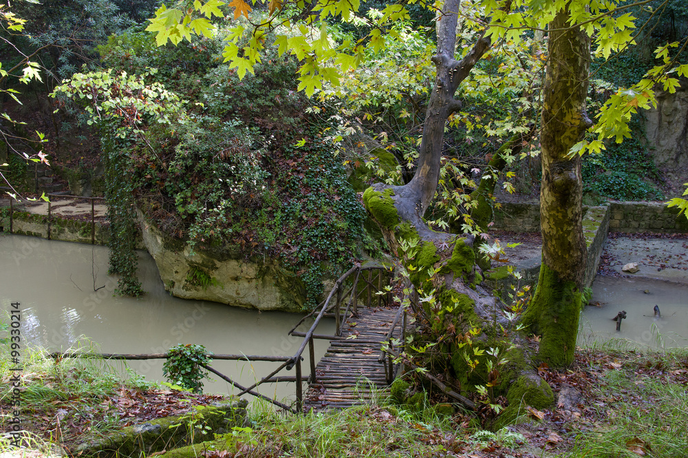 Rhodes island. The Rodini Park is a famous park located near Rhodes ...
