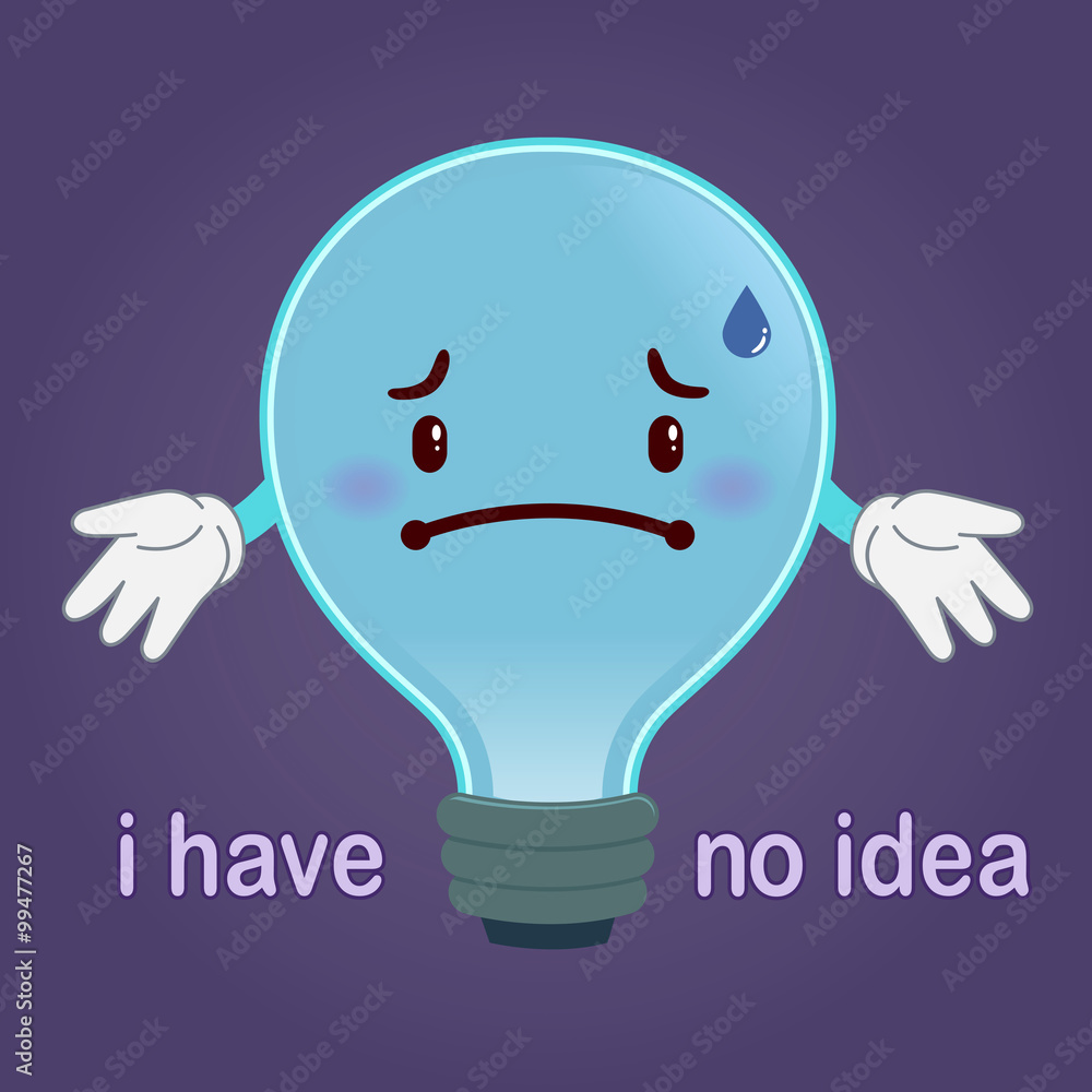 Light Bulb With Sad Face Have No Idea Concept Stock Vector | Adobe Stock