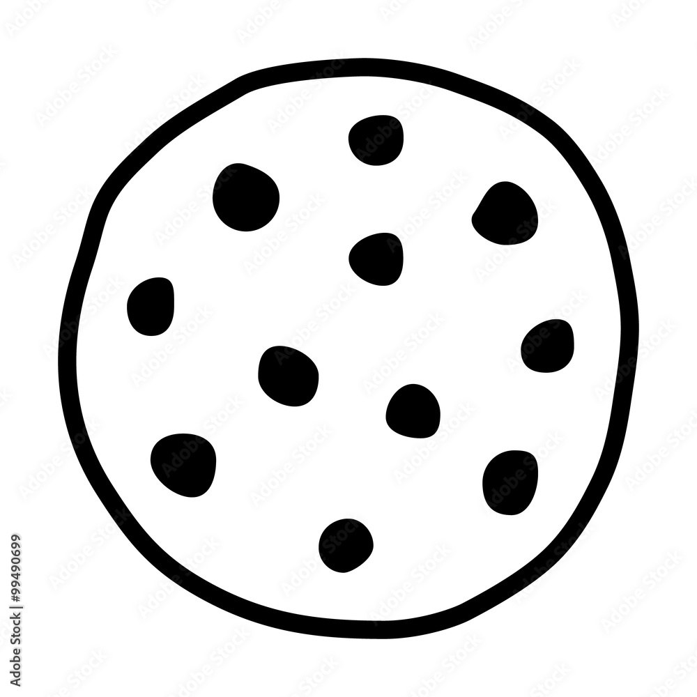 Chocolate chip cookie line art icon for food apps and websites Stock ...