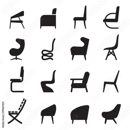 Chair icons set side view Stock Vector | Adobe Stock