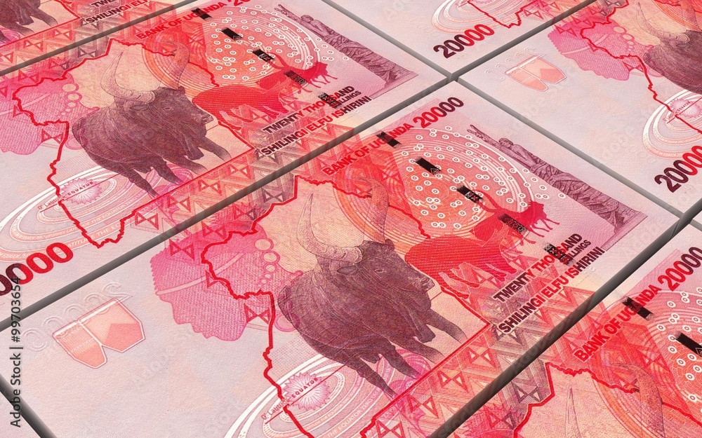 Ugandan shillings bills stacks background. Computer generated 3D photo ...