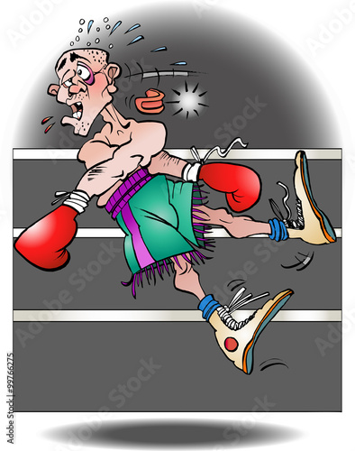 Vector cartoon illustration of a boxer knocked out Stock Vector | Adobe ...