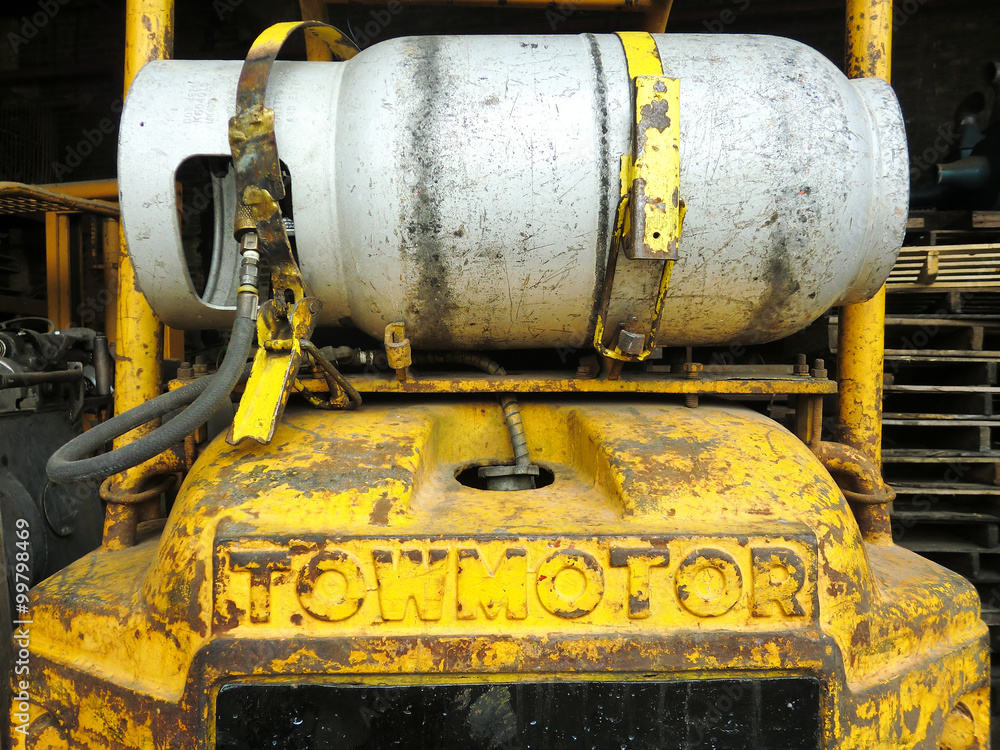Towmotor forklift back view with tank Stock Photo | Adobe Stock